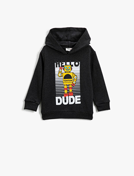 Koton Erkek Çocuk Respect Life - Yaşama Saygı - Kapüşonlu Baskılı Uzun Kollu Sweatshirt Koton Erkek Çocuk Respect Life - Yaşama Saygı - Kapüşonlu Baskılı Uzun Kollu Sweatshirt