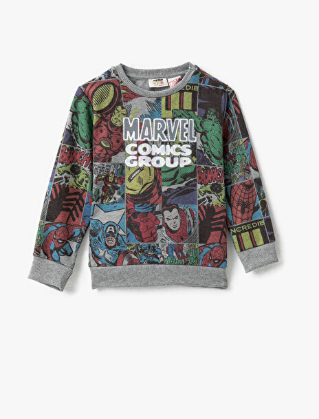 Koton Erkek Çocuk Marvel Lisanslı Baskılı Bisiklet Yaka Uzun Kollu Sweatshirt