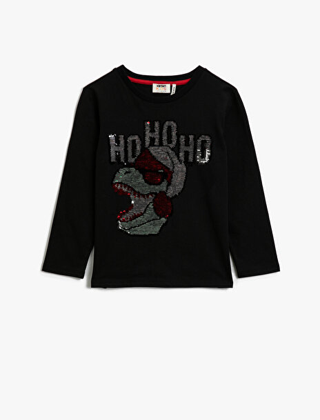 Koton Erkek Çocuk Pamuklu Pullu Bisiklet Yaka Uzun Kollu Tişört