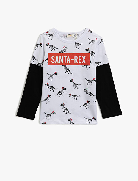 Koton Erkek Çocuk Pamuklu Yazılı Baskılı Bisiklet Yaka Uzun Kollu Tişört Koton Erkek Çocuk Pamuklu Yazılı Baskılı Bisiklet Yaka Uzun Kollu Tişört