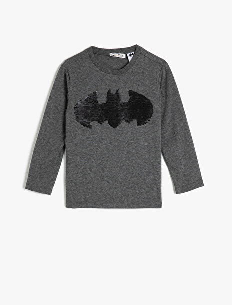 Koton Erkek Çocuk Batman Lisanslı Uzun Kollu Bisiklet Yaka Tişört