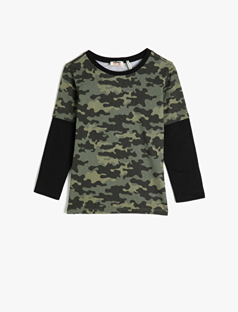 Koton Erkek Çocuk Pamuklu Uzun Kollu Bisiklet Yaka Kamuflaj Desenli Tişört Koton Erkek Çocuk Pamuklu Uzun Kollu Bisiklet Yaka Kamuflaj Desenli Tişört