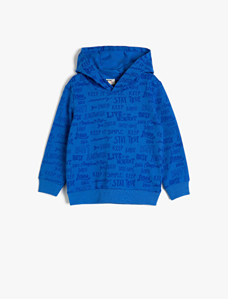 Koton Erkek Çocuk Kapüşonlu Yazılı Baskılı Uzun Kollu Sweatshirt