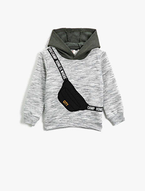 Koton Erkek Çocuk Aplikeli Kapüsonlu Uzun Kollu Sweatshirt