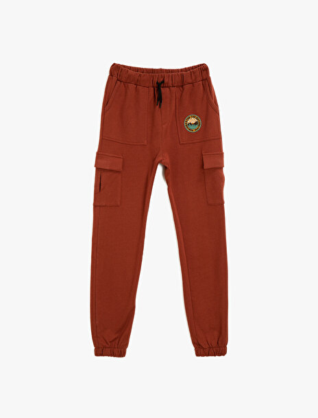 Koton Erkek Çocuk Pamuklu İşlemeli Beli Bağlamalı Kargo Pantolon