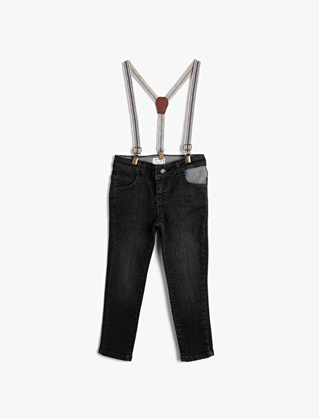 Koton Erkek Çocuk Pantolon askılı Kot Pantolon