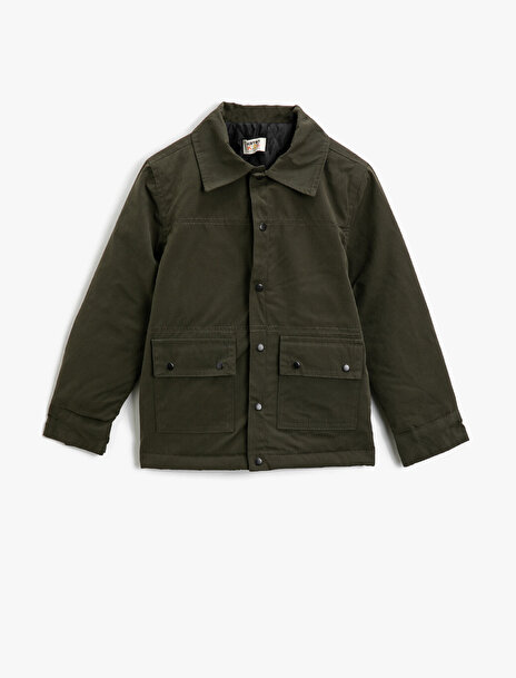 Koton Erkek Çocuk Düğmeli Cepli Gömlek Yaka Kaban