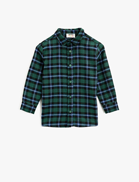 Koton Erkek Çocuk Ekose Pamuklu Klasik Yaka Uzun Kollu Gömlek