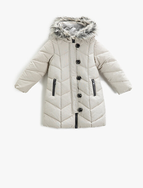 Koton Kız Çocuk Suni Kürk Kapşonlu Şişme Kaban