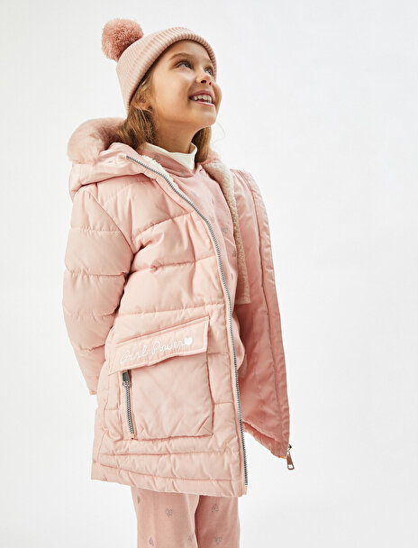 Koton Kız Çocuk Kapüşonlu Fermuarlı Anorak Şişme Mont