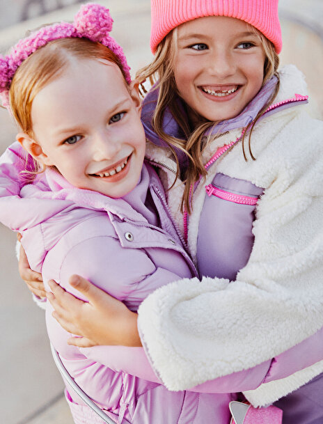 Koton Kız Çocuk Kapüşonlu Fermuarlı Anorak Şişme Mont