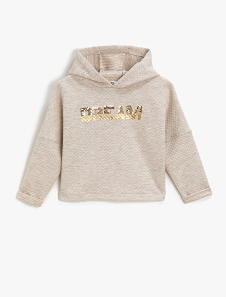 Koton Kız Çocuk Kapüşonlu Yazılı Baskılı Uzun Kollu Sweatshirt