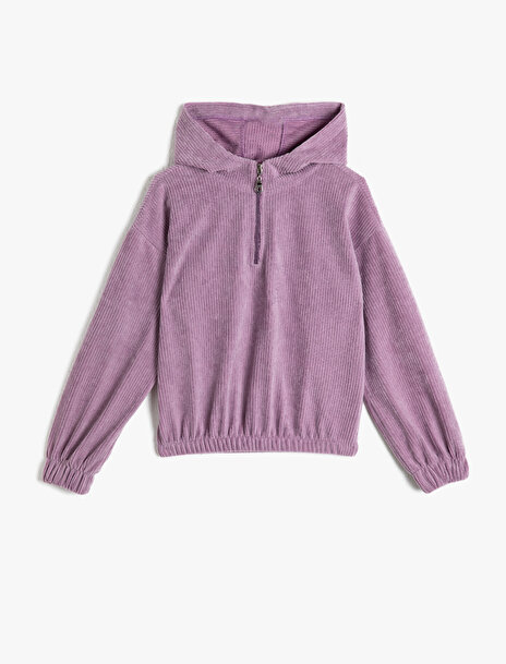 Koton Kız Çocuk Kadife Kapüşonlu Fermuarlı Pamuklu Sweatshirt Koton Kız Çocuk Kadife Kapüşonlu Fermuarlı Pamuklu Sweatshirt