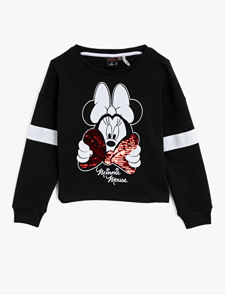 Koton Kız Çocuk Minnie Mouse Lisanslı Baskılı Pullu Bisiklet Yaka Sweatshirt Koton Kız Çocuk Minnie Mouse Lisanslı Baskılı Pullu Bisiklet Yaka Sweatshirt