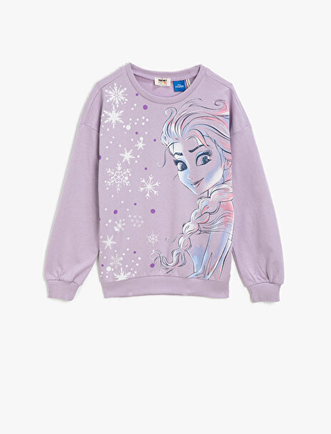 Koton Kız Çocuk Pamuklu Bisiklet Yaka Frozen Lisanslı Baskılı Sweatshirt