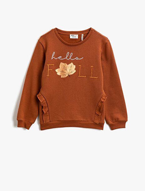 Koton Kız Çocuk Organik Pamuklu Yazili Islemeli Baskili Sweatshirt