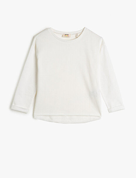 Koton Kız Çocuk Pamuklu Bisiklet Yaka Uzun Kollu Basic Sweatshirt