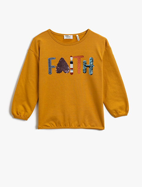 Koton Kız Çocuk Organik Pamuklu Yazili Pullu Bisiklet Yaka Uzun Kollu Sweatshirt Koton Kız Çocuk Organik Pamuklu Yazili Pullu Bisiklet Yaka Uzun Kollu Sweatshirt