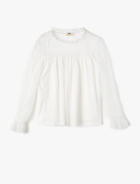 Koton Kız Çocuk Pamuklu Tüllü Uzun Kollu Tişört