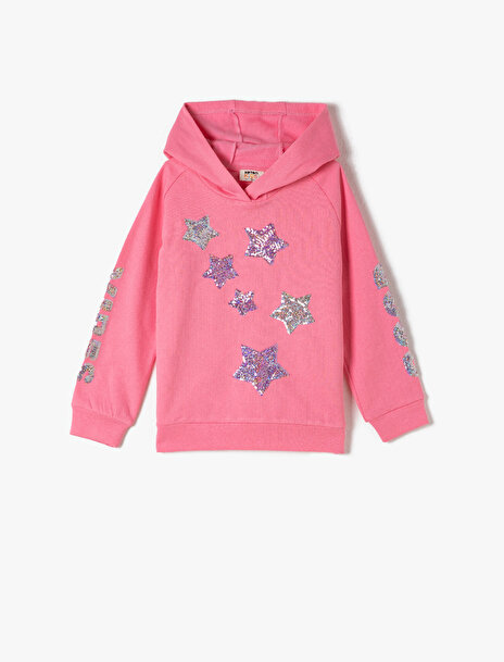 Koton Kız Çocuk Yıldızlı Pullu Kapüşonlu Sweatshirt Koton Kız Çocuk Yıldızlı Pullu Kapüşonlu Sweatshirt