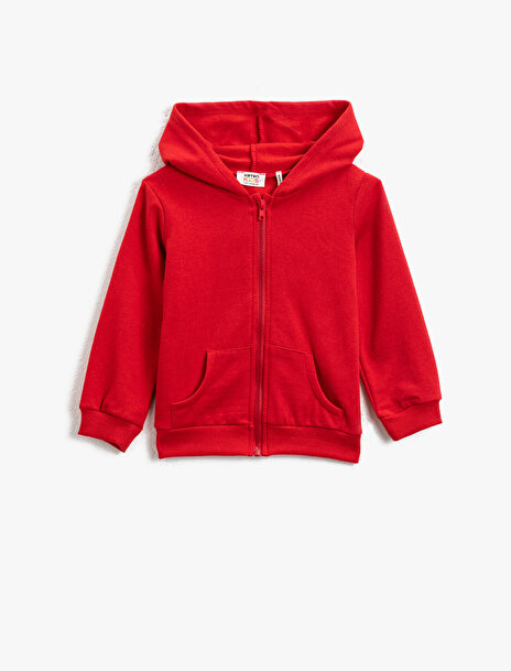 Koton Kız Çocuk Respect Life - Yaşama Saygı - Kapüşonlu Uzun Kollu Fermuarlı Cepli Sweatshirt