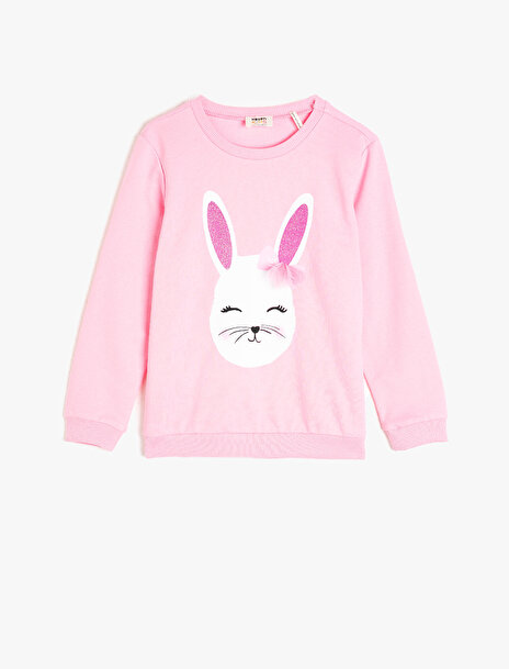 Koton Kız Çocuk Pamuklu Bisiklet Yaka Simli Baskılı Tül Detaylı Sweatshirt Koton Kız Çocuk Pamuklu Bisiklet Yaka Simli Baskılı Tül Detaylı Sweatshirt