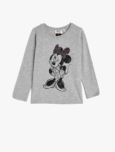 Koton Kız Çocuk Disney Lisanslı Minnie Baskılı Bisiklet Yaka Tişört