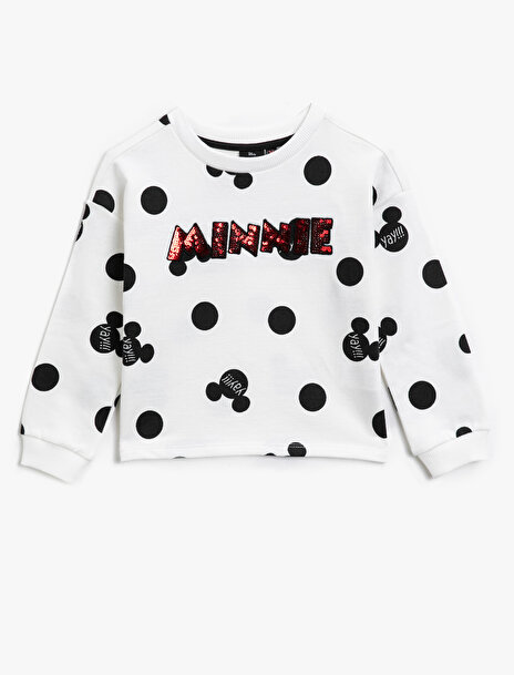 Koton Kız Çocuk Minnie Mouse Lisanslı Baskılı Pullu Bisiklet Yaka Pamuklu Sweatshirt Koton Kız Çocuk Minnie Mouse Lisanslı Baskılı Pullu Bisiklet Yaka Pamuklu Sweatshirt