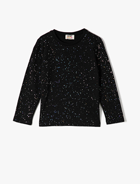 Koton Kız Çocuk Pamuklu Uzun Kollu Bisiklet Yaka Tişçrt