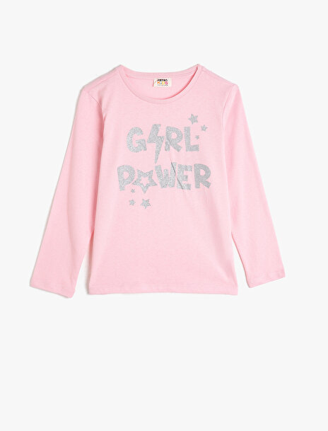 Koton Kız Çocuk %100 Pamuk Simli Yazılı Baskılı Uzun Kollu Tişört Koton Kız Çocuk %100 Pamuk Simli Yazılı Baskılı Uzun Kollu Tişört