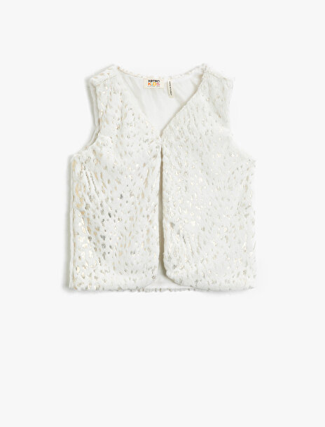 Koton Kız Çocuk V Yaka Desenli Yelek