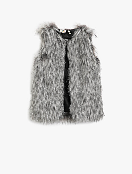 Koton Kız Çocuk Astarlı Simli Suni Tüylü Yelek