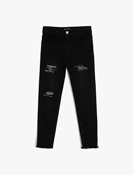 Koton Kız Çocuk Normal Bel Cep Detayli Tas Islemeli Jean Pantolon