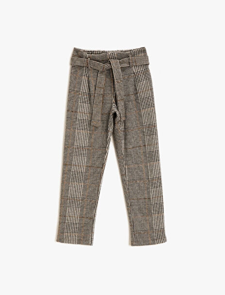 Koton Kız Çocuk Beli Bağlamalı Kareli Pantolon