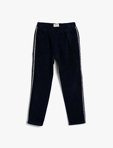 Koton Kız Çocuk Pamuklu Simli Şeritli Beli Lastikli Pantolon Koton Kız Çocuk Pamuklu Simli Şeritli Beli Lastikli Pantolon