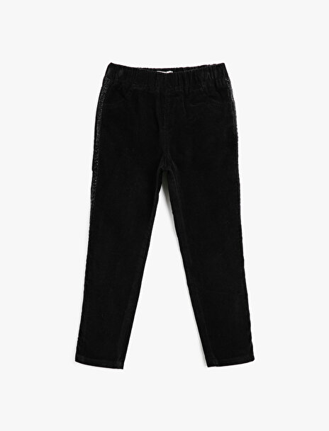 Koton Kız Çocuk Pamuklu Simli Şeritli Beli Lastikli Pantolon Koton Kız Çocuk Pamuklu Simli Şeritli Beli Lastikli Pantolon