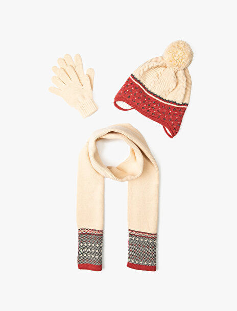 Koton Kız Çocuk Ponponlu Örgü Atkı Eldiven Bere Takım Koton Kız Çocuk Ponponlu Örgü Atkı Eldiven Bere Takım