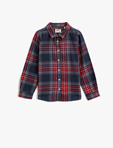 Koton Kız Çocuk Klasik Yaka Uzun Kollu Ekoseli Gömlek
