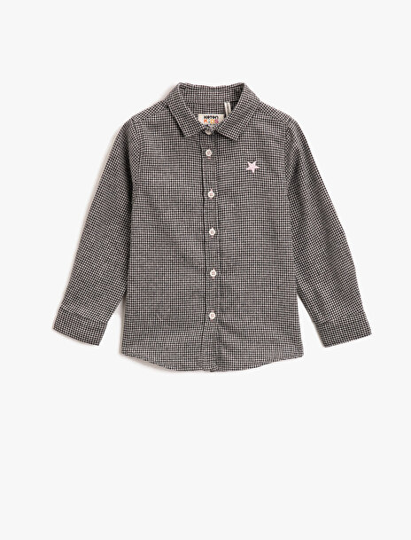 Koton Kız Çocuk Kazayağı Klasik Yaka Yıldız Figürü İşlemeli Gömlek