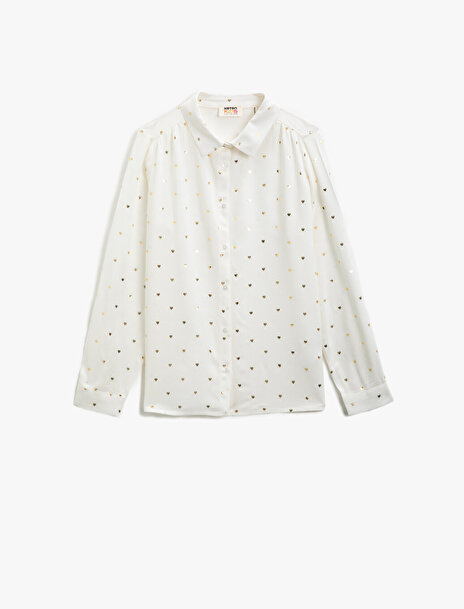Koton Kız Çocuk Klasik Yaka Baskılı Uzun Kollu Gömlek