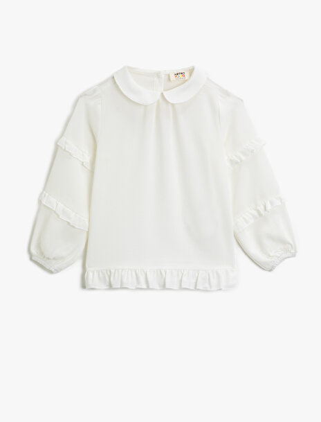 Koton Kız Çocuk Bebe Yaka Fırfırlı Uzun Kollu Bluz