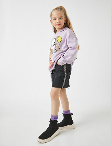 Koton Kız Çocuk Şeritli Cepli Jean Etek