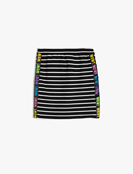Koton Kız Çocuk Çizgili Sloganlı Mini Etek