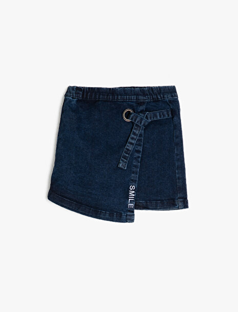 Koton Kız Çocuk Normal Bel Baglamali Yazili Islemeli Jean Etek Koton Kız Çocuk Normal Bel Baglamali Yazili Islemeli Jean Etek