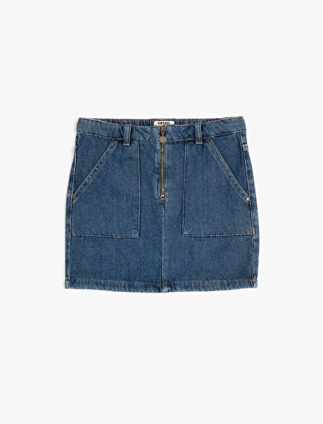 Koton Kız Çocuk Pamuklu Cepli Fermuarlı Kot Etek Koton Kız Çocuk Pamuklu Cepli Fermuarlı Kot Etek