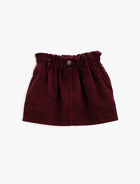 Koton Kız Çocuk Kadife Etek Beli Lastikli Düğmeli