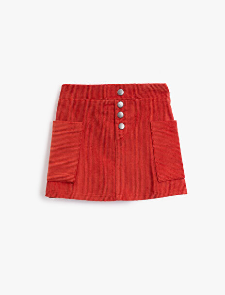 Koton Kız Çocuk Kadife A Kesim Pamuklu Düğmeli Etek