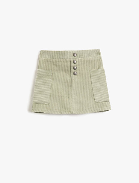 Koton Kız Çocuk Kadife A Kesim Pamuklu Düğmeli Etek