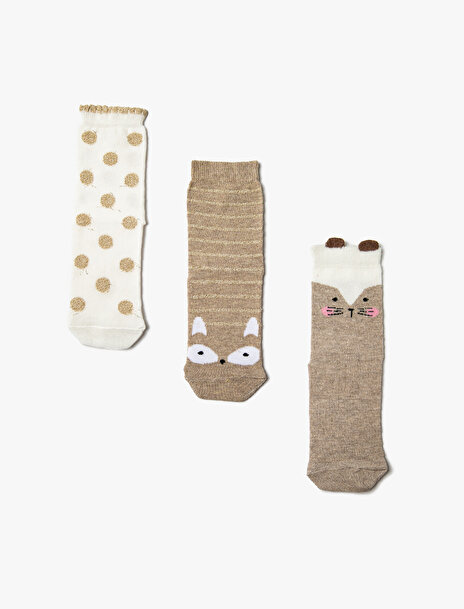 Koton Kız Çocuk Kız Çocuk 3'lü Desenli Çorap Seti