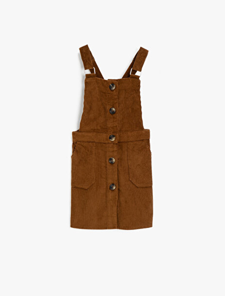 Koton Kız Çocuk Kadife Düğmeli Pamuklu Elbise